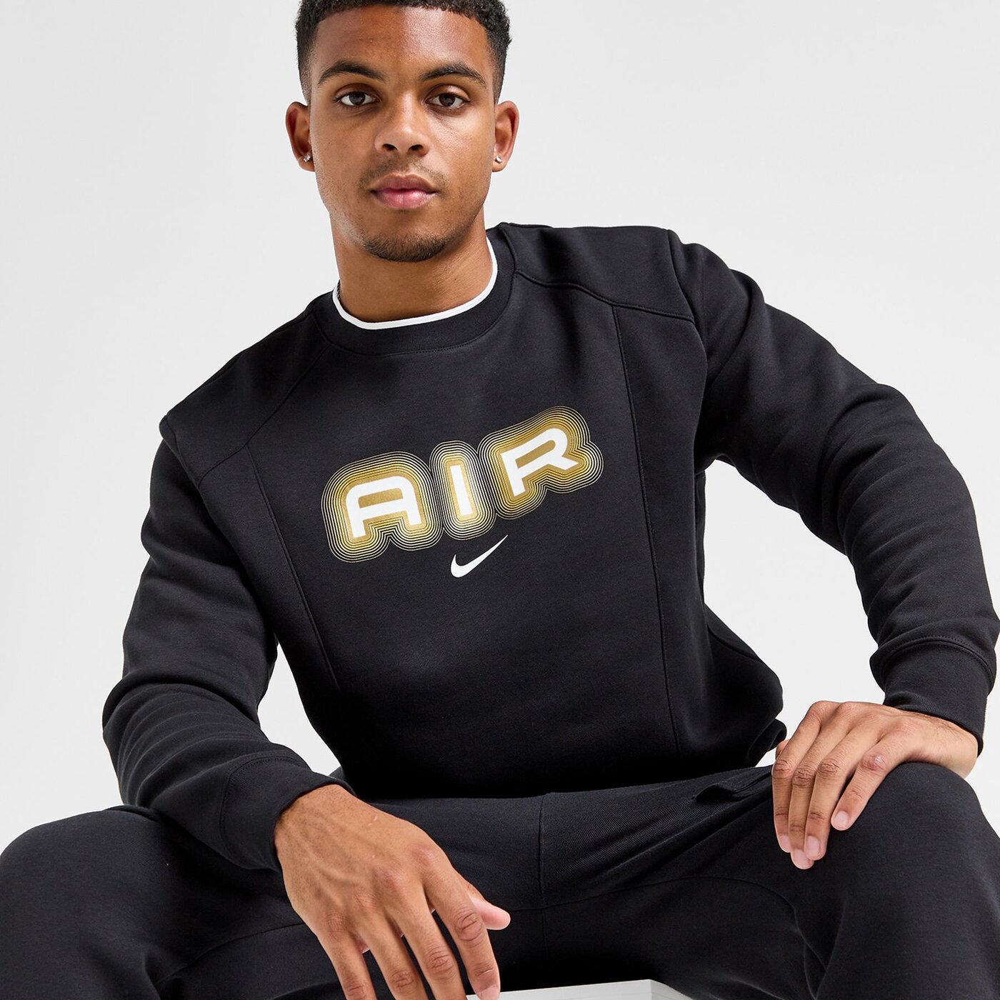 NIKE BLUZA M NSW SW AIR CREW FLC BB (HM0177-010) | kolor CZARNY ...